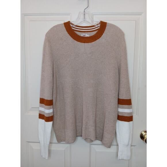 Faherty | Sweaters | Faherty Women Waffle Knit Varsity Stripe Crew Neck ...